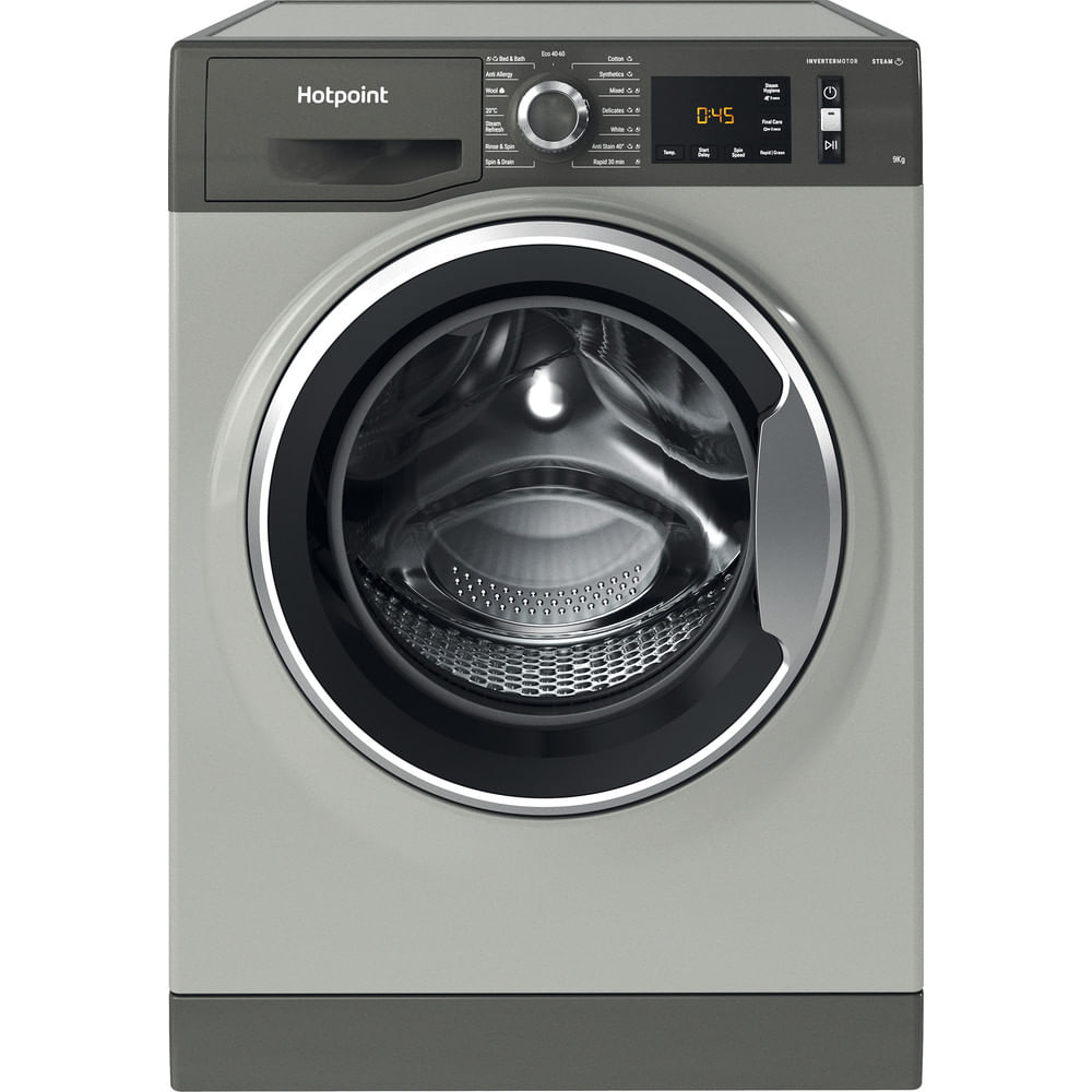 9kg Washing Machine Freestanding Graphite With Steam & StopAdd - Hotpoint