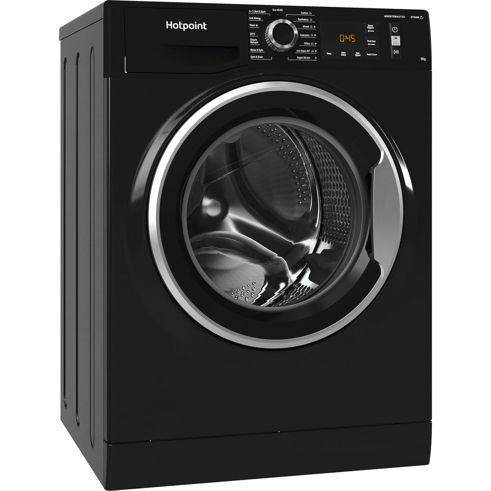 9kg Washing Machine Freestanding Black With Woolcare A-rated - Hotpoint