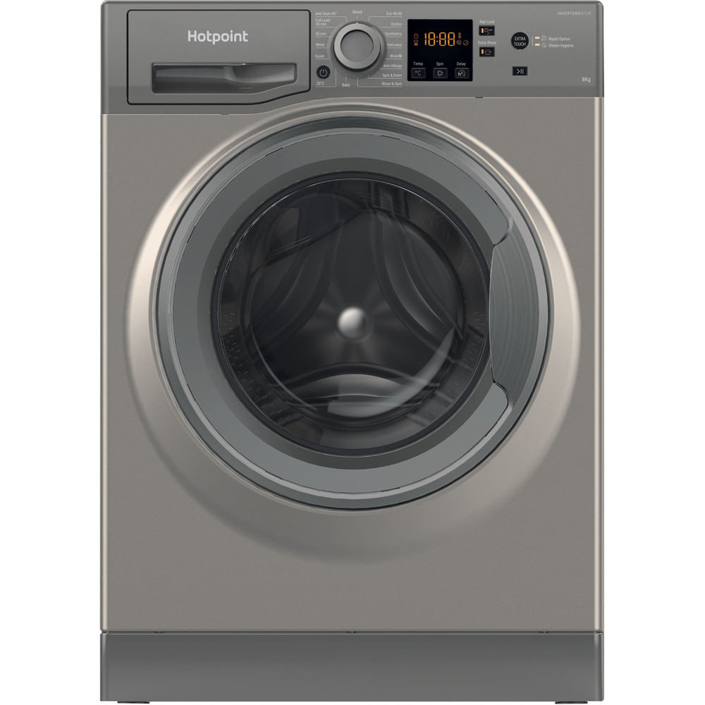 8kg Washing Machine Freestanding Graphite With Steam A-rated - Hotpoint